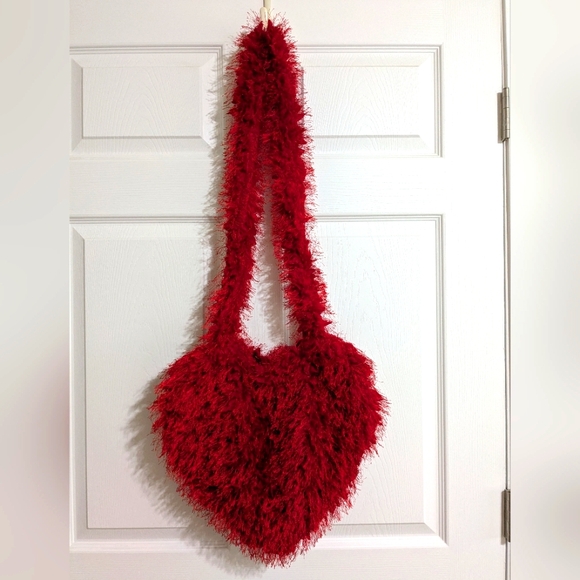 Source Unknown | Bags | Fuzzy Red Heartshaped Bag | Poshmark